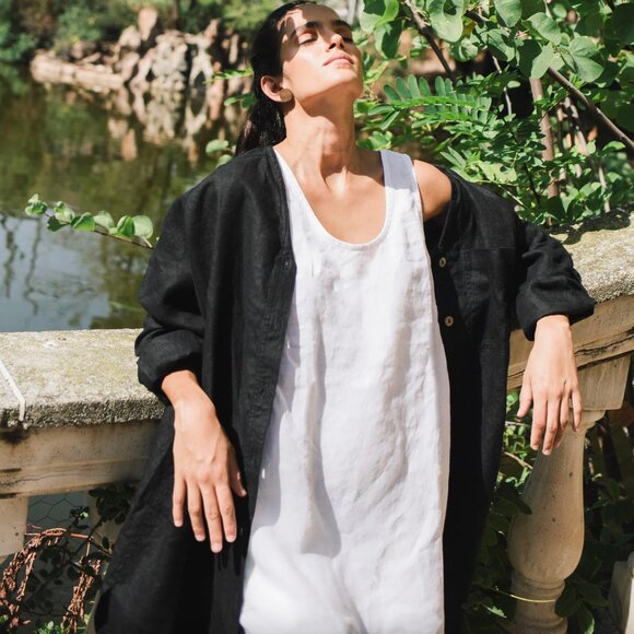 notPERFECTLINEN | Tops | Not Perfect Linen Livorno Oversized Linen ...